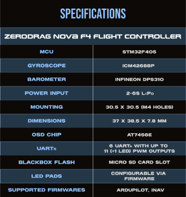 Zerodrag NOVA F405 Flight Controller STM32F405 FPV FC